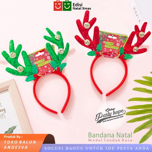 Jual Bando Natal Tanduk Rusa Bunyi Krincing / Bando Natal Merry ...