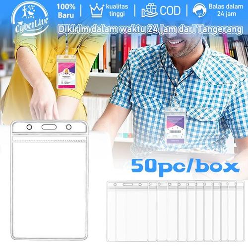 Jual 50pcs Id Card Holder Tempat Id Karet Casing Karet Bening Kartu ...