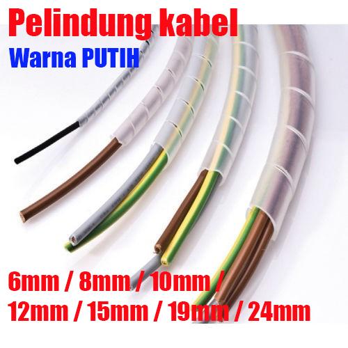Jual pelindung kabel PUTIH 1 roll panjang 10 meter 6mm - 8mm - 10mm ...