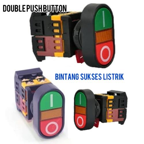 Promo ORIGINAL Double Push Button lampu 220VAC / dobel pus buton SCB ...