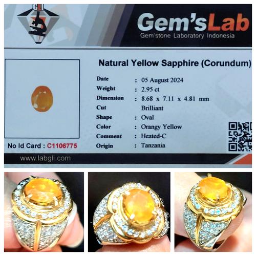 Jual Natural Yellow Sapphire (Corrundum) 2.95 crat Oval Brilliant Cut ...
