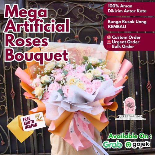 Jual MEGA ARTIFICIAL ROSES BOUQUET - Buket Bunga Mawar Imitasi Size Besar Untuk Perayaan Acara ...