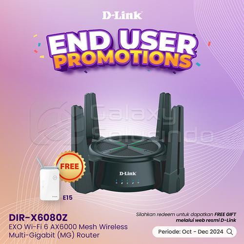Promo D-LINK DIR-X6080Z EXO AX6000 2.5G Wi-Fi-6 Gigabit Gaming Smart ...