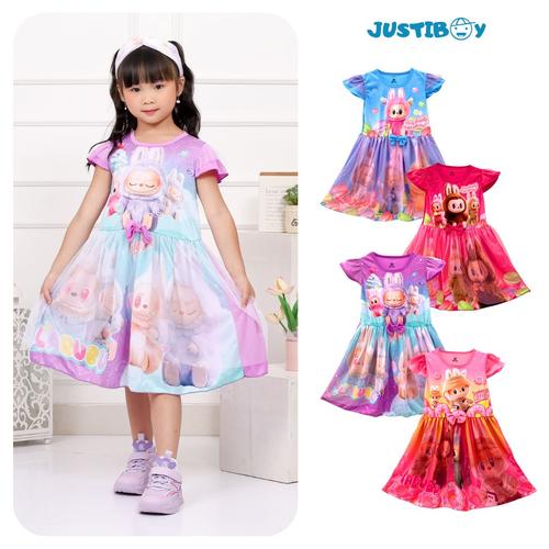 Promo Dress Anak Perempuan Labubu Lengan Ruffle / Daster Anak Cewe The ...