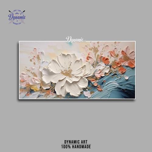 Jual Lukisan Kanvas Bunga Timbul Minimalis Modern Handmade | Ukuran 60 ...