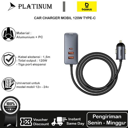 Jual CAR CHARGER MOBIL 4 PORTS TYPE-C FAST CHARGING BASEUS SHARE ...