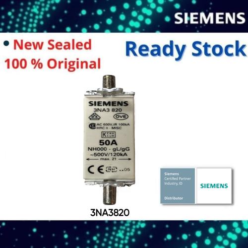 Jual SIEMENS 3NA3820 LV HRC fuse element, NH000, In: 50 A, gG, Un AC ...