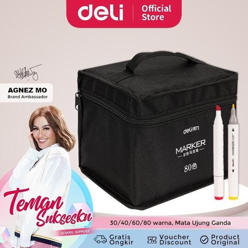 Jual Spidol Deli Sketch Marker Dual Tip (Bullet & Chisel) Set 30 Colors ...