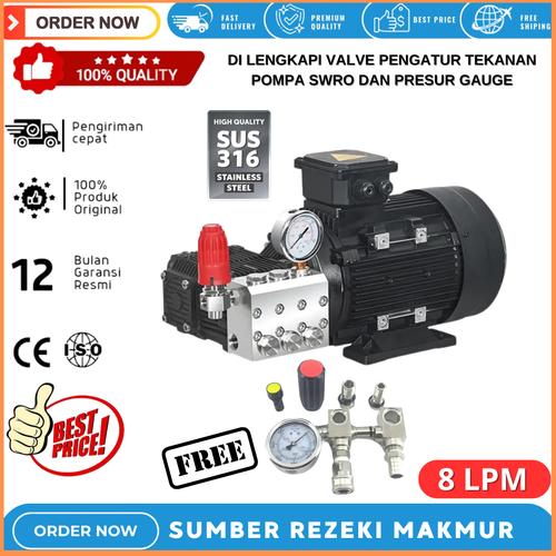 Jual POMPA PLUNGER SWRO 8LPM 100BAR HIGH PRESSURE SEA WATER POMPA ...