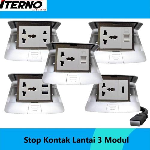 Jual Stop Kontak Lantai 3 Modul 3 Pin Universal Iterno - 3 Pin+2 USB ...