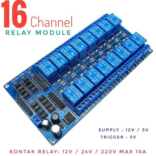Jual BST Relay Module 16 Channel 5V 12V for Arduino Compatible BST ...