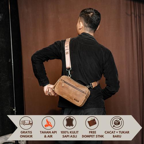 Jual SADEWA BAG Tas Slingbag Handbag Pria Kulit Sapi Asli Tas Sempang - Hitam, All Size - Kab ...