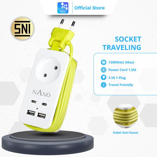 Promo Stop Kontak Traveling 1 Lubang Saklar + 4 Port USB – Colokan ...