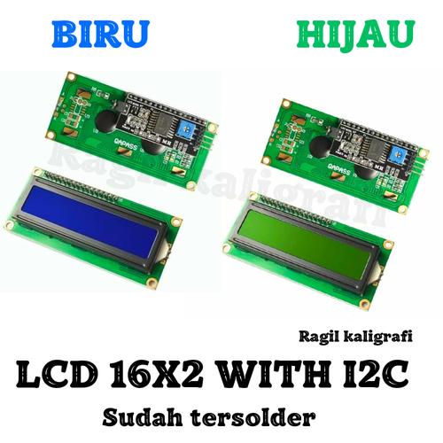 Jual lcd 16x2 biru lcd 16x2 hijau lcd 1602 with I2C lcd 1602 green lcd ...