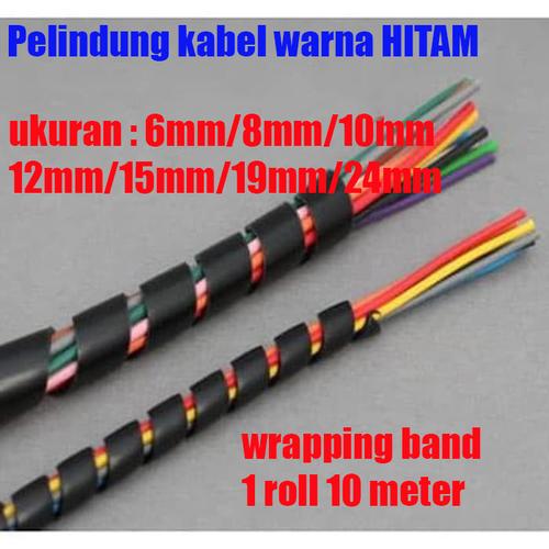Jual pelindung kabel HITAM 1 roll panjang 10 meter 6mm - 8mm - 10mm ...