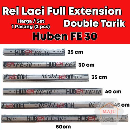 Jual Rel Laci Huben FE-30 Full Extension 25 30 35 40 45 50 Double Track ...