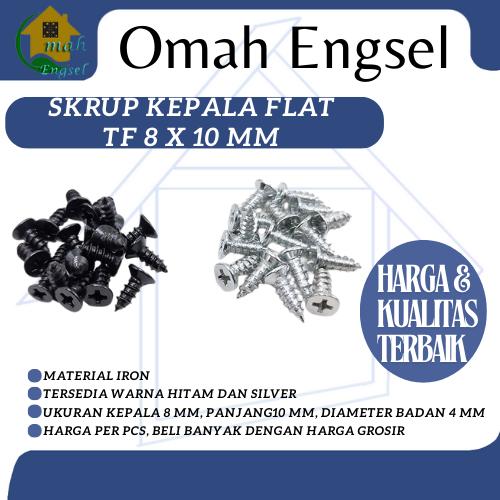 Jual Skrup kepala flat TF 8x10 mm P.S410 sekrup mini baut mini kotak ...