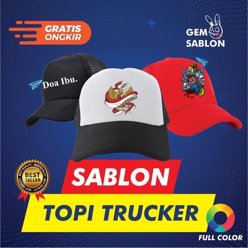 Jual Sablon Custom Topi Baseball Trucker Jaring Satuan Sablon DTF Murah ...