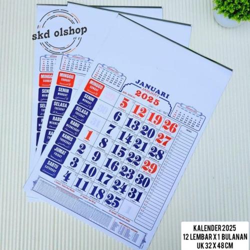 Jual Kalender kerja angka tahun 2025 B0 versi arab uk 32x48cm 12 lembar ...