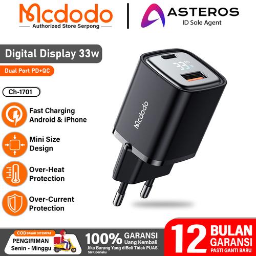 Jual MCDODO Kepala Charger 33W PD + QC Digital Display Fast Charging ...