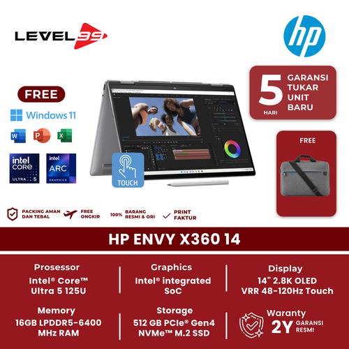 Promo Laptop HP ENVY x360 14-fc0555TU - 14" 2.8K OLED-TS /ULTRA 5-125H/16GB LPDDR5X-ONB/512GB ...