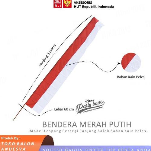Jual [60x300cm] Bendera Merah Putih Lespang / Bendera Kain Merah Putih ...