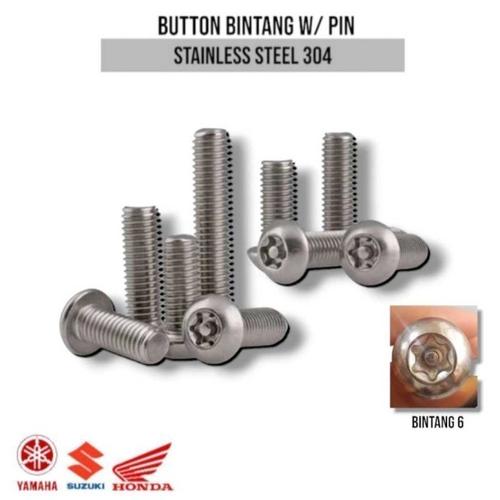 Jual Baut button bintang M8 x 10 / M8 x 12 / M8 x 14 / M8 x 16 / M8 x 18 / M8 x 20 / M8 x 25 ...