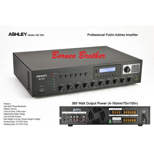 Jual Ashley MZ-360 Original Amplifier PA 360 Watt / 6 Zone / Usb ...