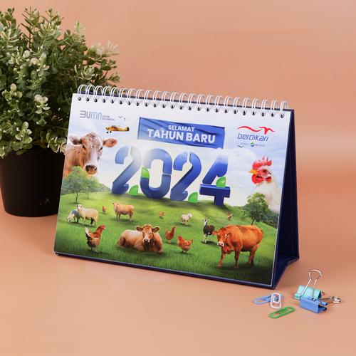 Promo Kalender Meja Custom 14 Lembar Laminating Calendar Duduk A5 Bahan ...
