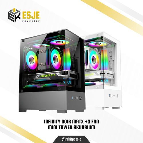 Jual Infinity Noir MATX Mini Tower Akuarium Plus 3 Fan Desain Compact ...