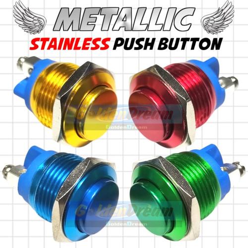 Jual Metallic Push On Momentary Button Raised Head Metal Switch Tombol ...