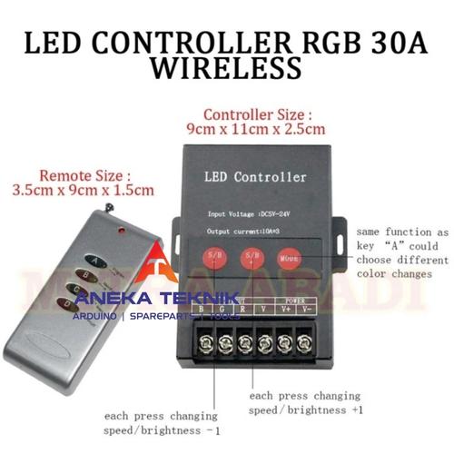 Jual LED Controller Aluminium LED Strip RGB DC 5-24V 30A + Remote ...