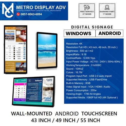 Jual Digital Signage - 43 inch Wallmounted Android Touchscreen ...