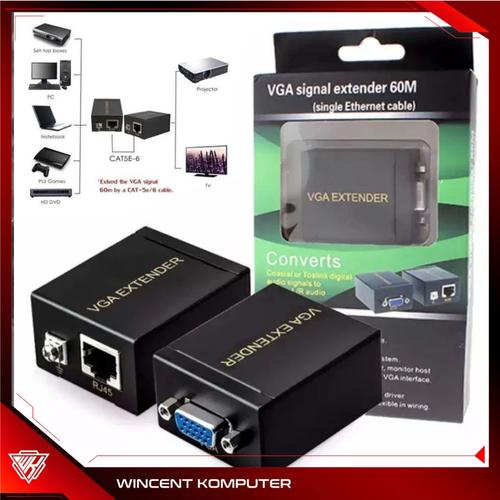 Jual Vga Extender / Vga Signal Extender 60m Single cat5 / cat6 - Kota ...