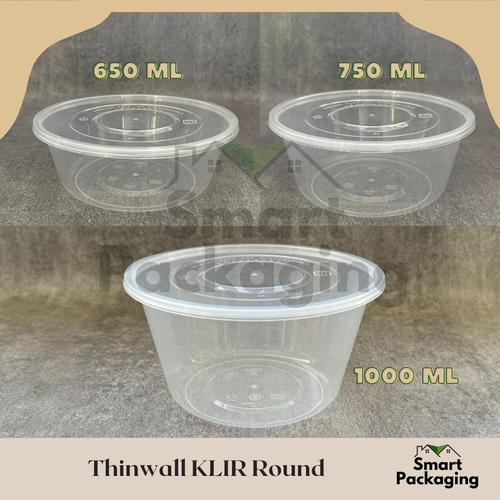 Jual [ISI 25 PCS] Thinwall KLIR Round Wide 650ml 750ml 1000ml / Mangkok Plastik Datar / Mangkuk ...