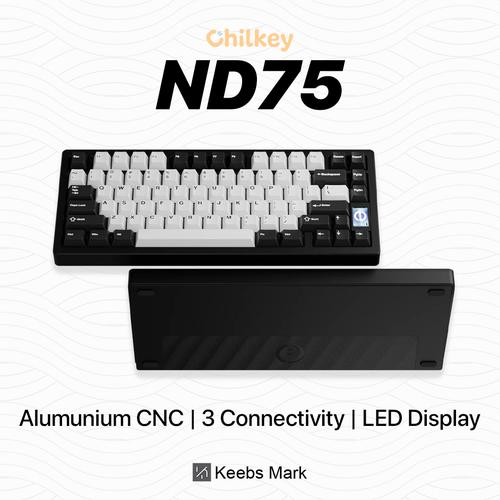 Jual Chilkey ND75 Wireless 75% LCD Mechanical Keyboard - Pure White 1.6 ...