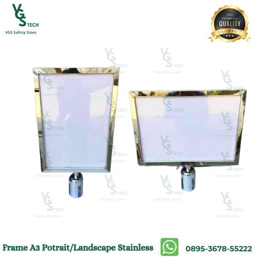 Promo Sign Frame Stainless A3 Potrait / Papan Tanda Tiang Antrian ...