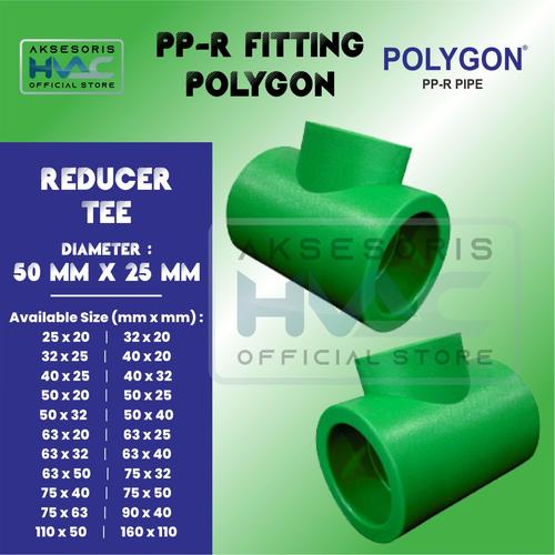 Jual Fitting PPR Polygon Reducer Tee Diameter 50 mm x 25 mm Sambungan ...