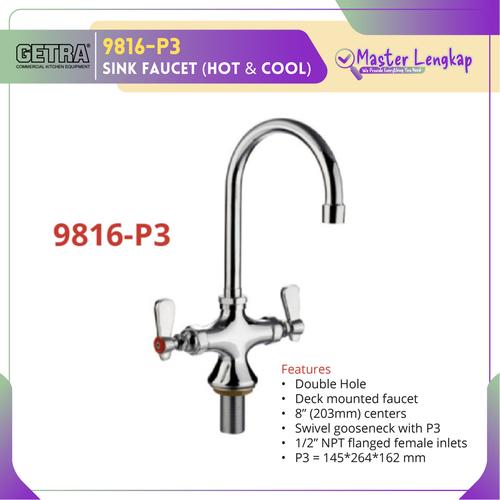 Jual GETRA SINK FAUCET (HOT & COOL) 9816-P3 / 9816P3 / 9816 P3 ...