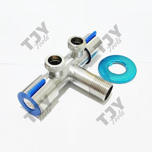 Jual Stop kran double cabang 2 ON OFF drat 1/2 inch stainless steel sus ...