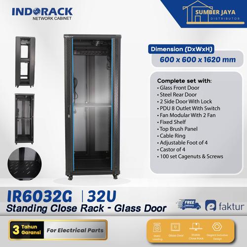 Promo Close Rack 32U IR6032G Glass Door - Rack Server Indorack - Kota ...