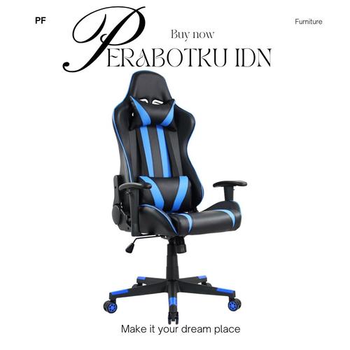 Promo GAMING CHAIR KURSI GAMING BANGKU ERGONOMIS KURSI GAME - BIRU ...