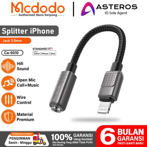 Jual MCDODO Converter Splitter For iPhone Lightning To Jack 3.5mm Open ...