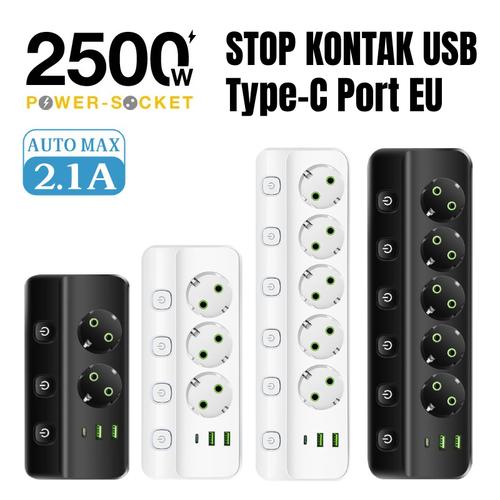 Jual Stop Kontak USB Type C EU Plug 10A 110-250V 2500W Colokan Listrik ...