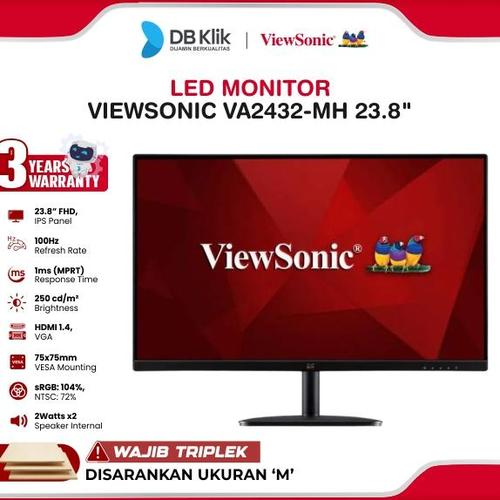 Jual LED Monitor VIEWSONIC VA2432-MH 23.8" IPS 100Hz FHD HDMI VGA - VA2432 - Kota Medan - AL ...