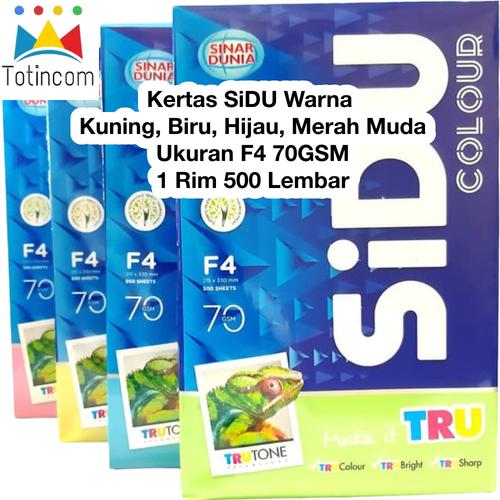Jual Kertas HVS SiDU Warna F4 215 x 330 mm 70 GSM 1 Rim (500 Lembar ...