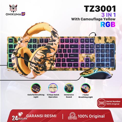 Promo Onikuma TZ3001 Paket Gaming 3in1 Dengan K1-B Kamuflase Yellow ...