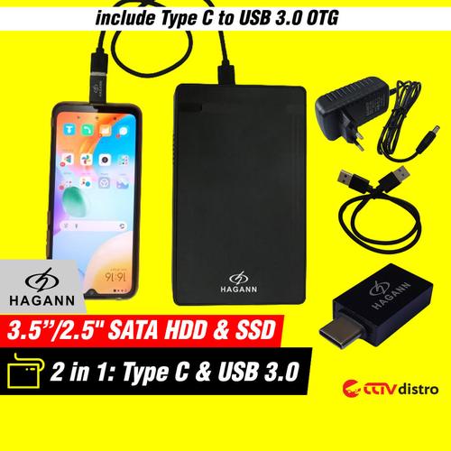 Promo Enclosure HDD 3.5" Eksternal USB 3.0 SATA with OTG Type C / Case ...