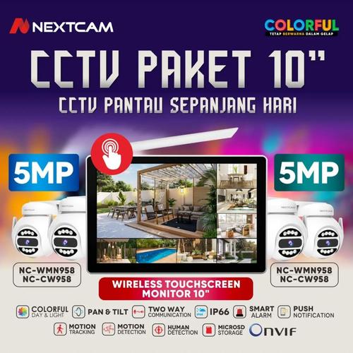 Promo Nextcam paket kamera cctv 8 channel 4 kamera 5mp nvr plus monitor ...