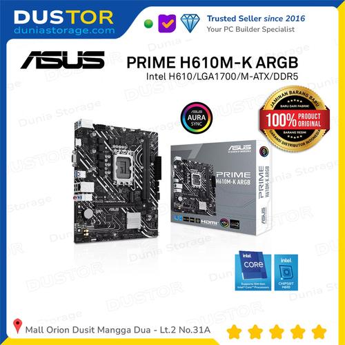 Promo ASUS Prime H610M-K ARGB Motherboard Intel H610 LGA 1700 DDR5 Micro ATX Cicil 0% 3x ...